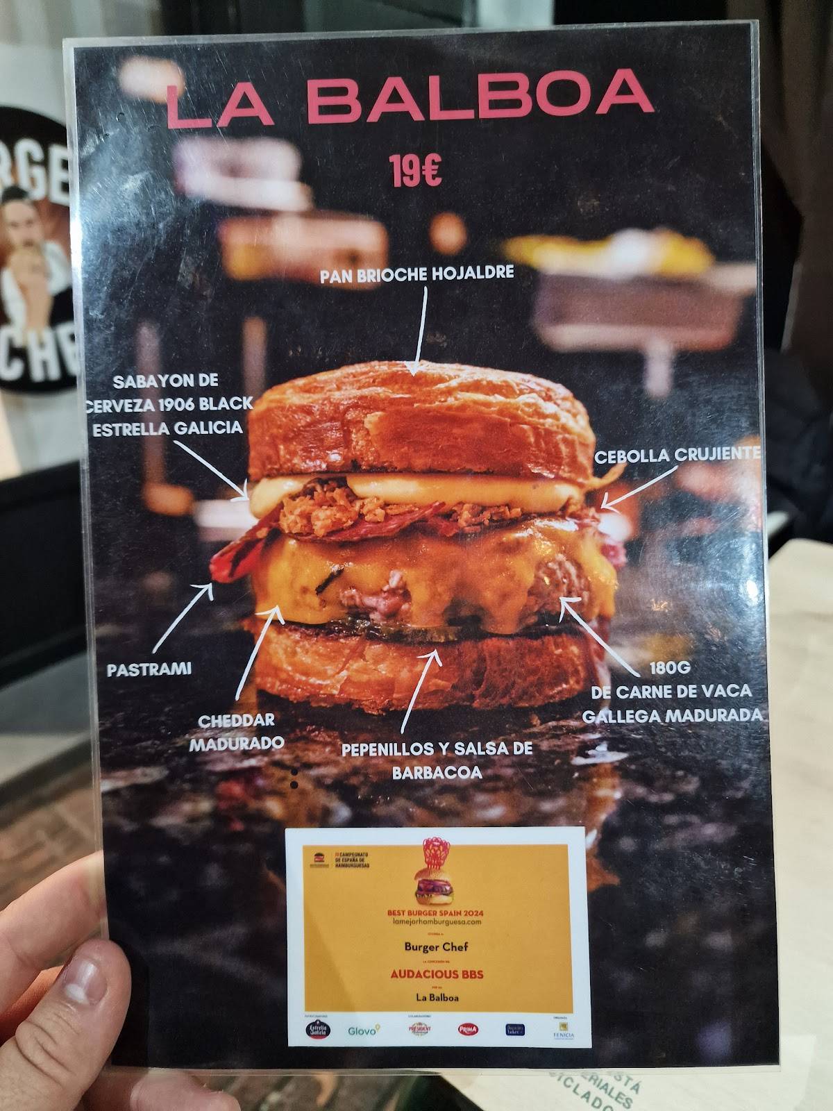 Carta del restaurante Burger Chef, San Juan del Alicante
