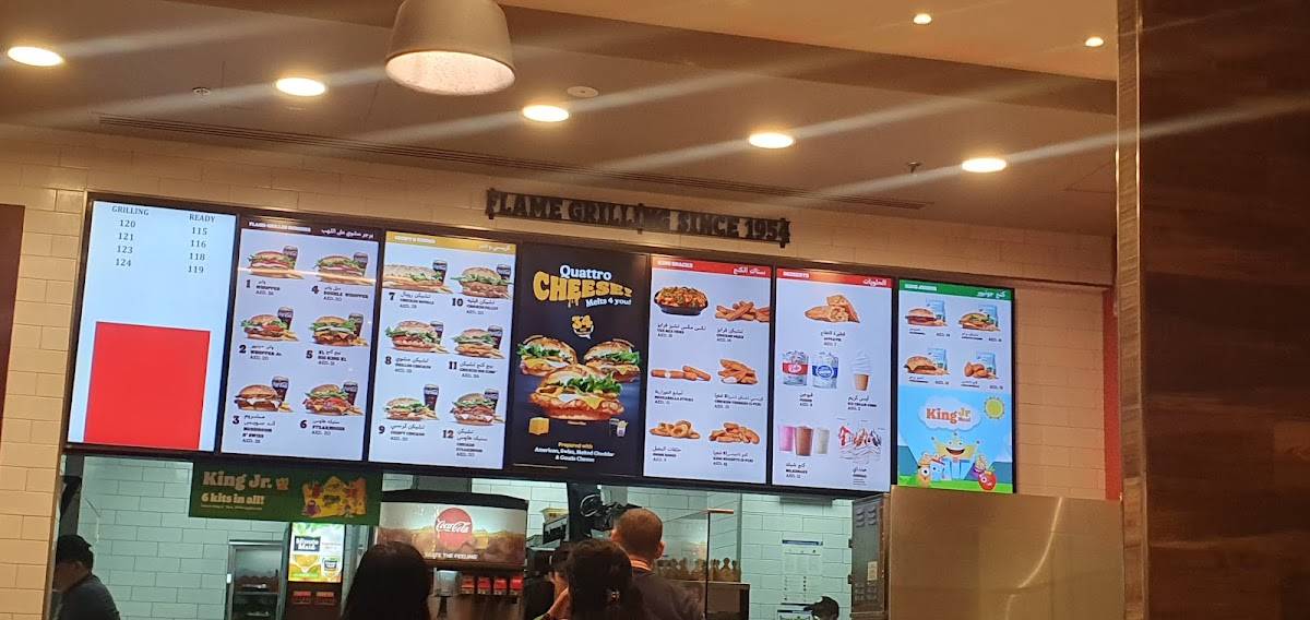 Carta del restaurante Burger King - Dubai Festival City Mall, Dubai ...