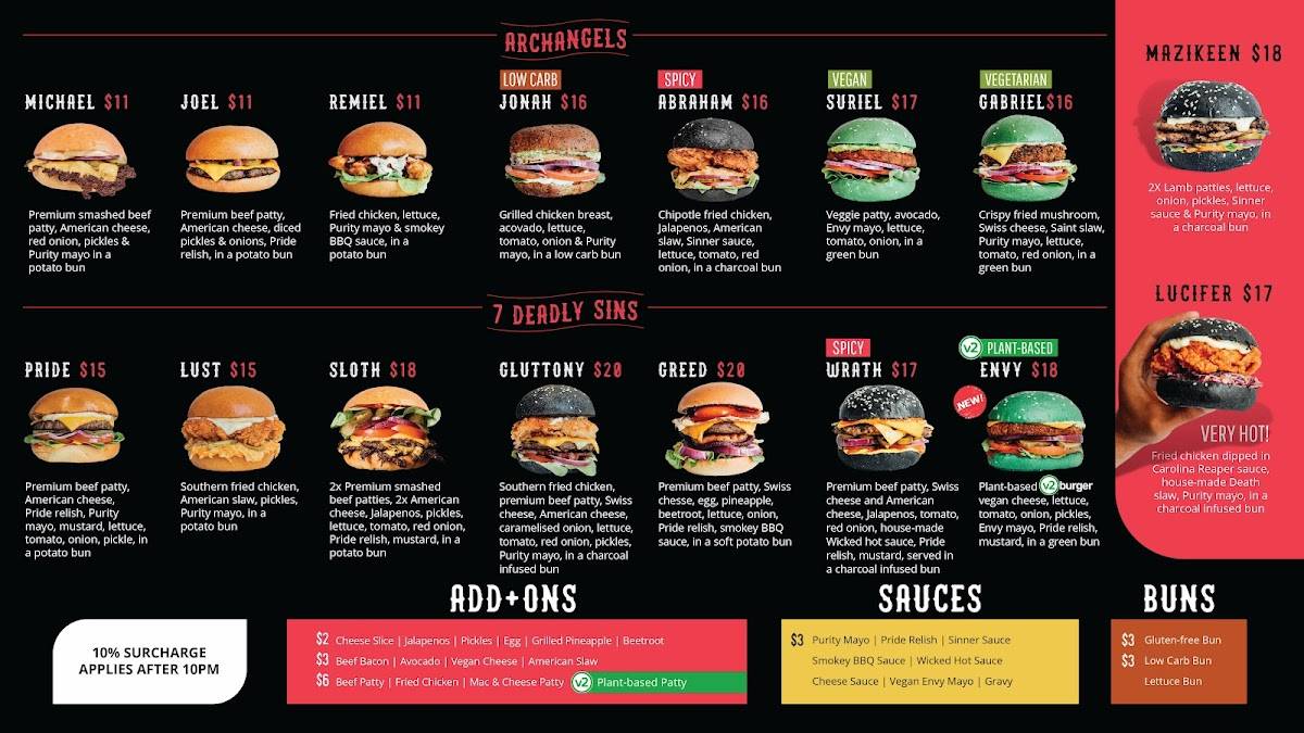 Carta del restaurante Burgertory (Southbank), Southbank, 250 City Rd