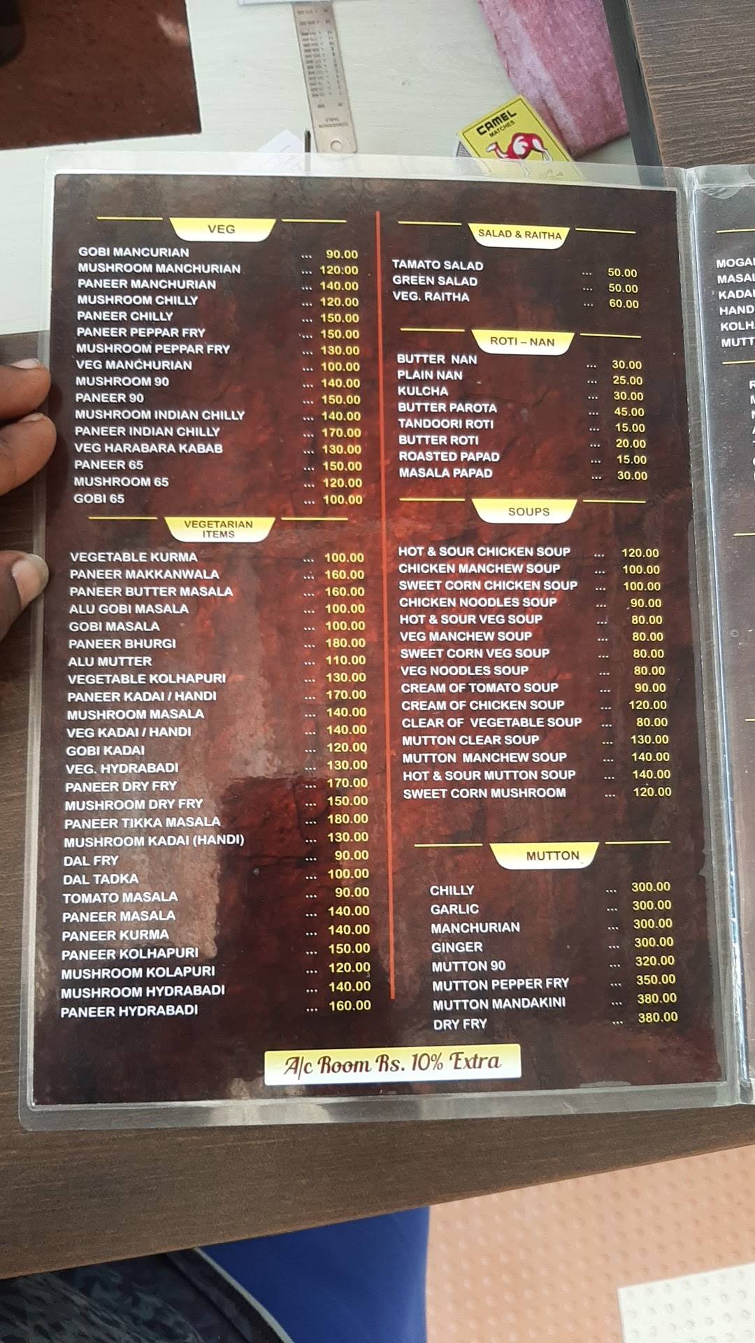 Menu at Bypass Dhaba, Karkala