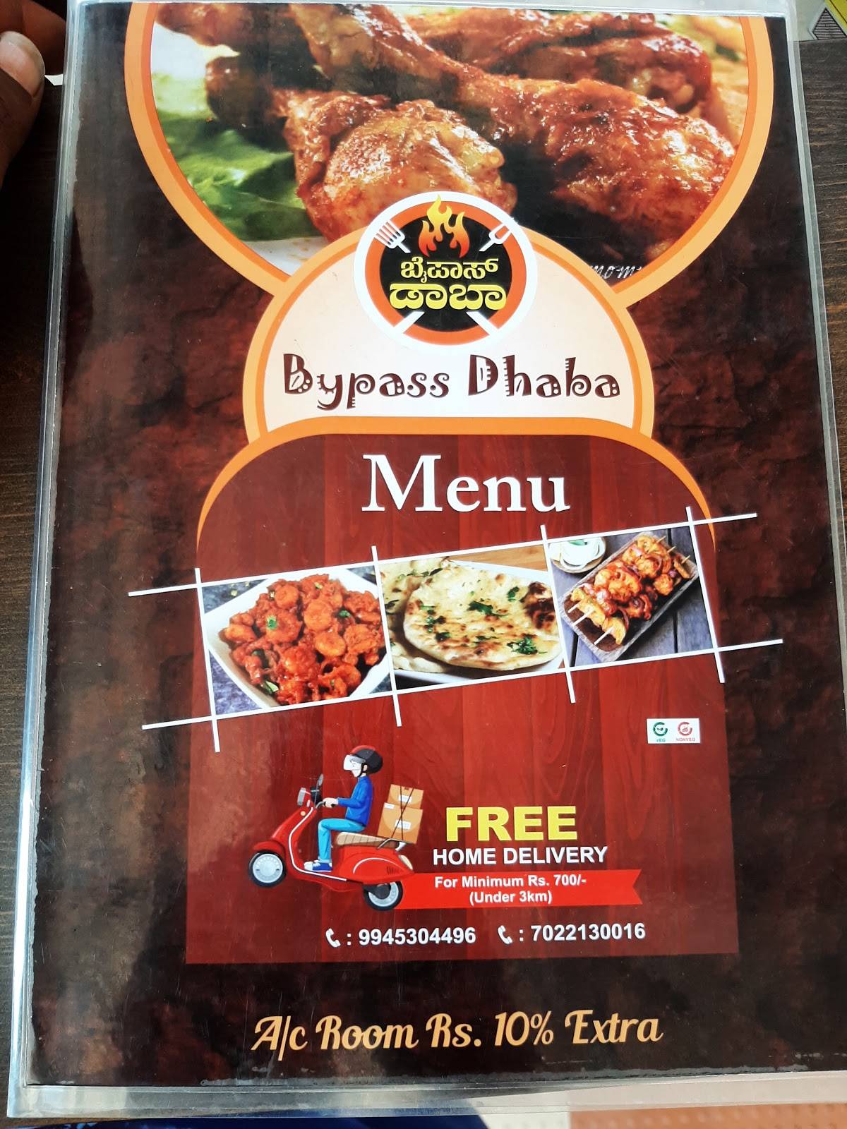 Menu at Bypass Dhaba, Karkala