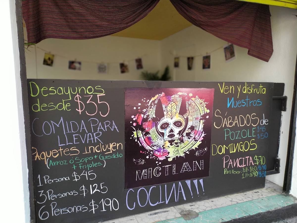 Menu at COCINA MICTLAN restaurant, Mexico City