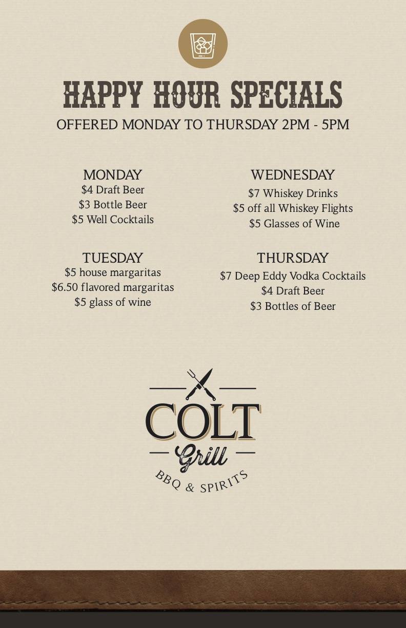 Menu at COLT Grill, BBQ & Spirits, Prescott Valley