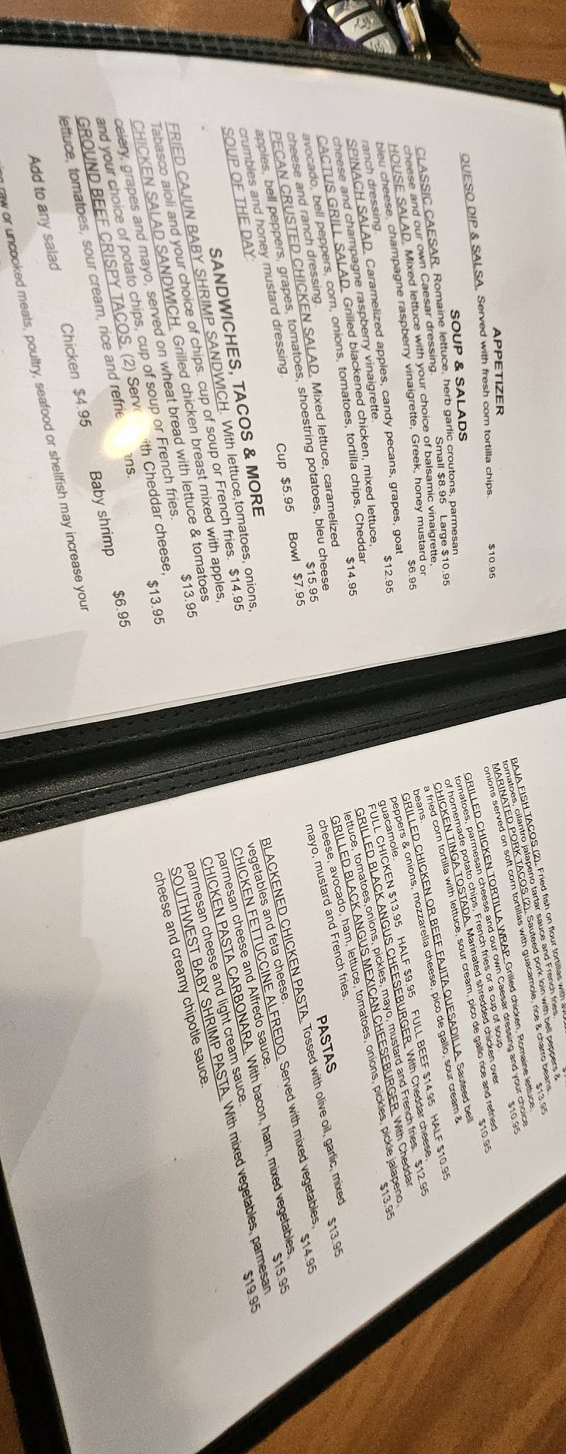 Menu at Cactus Grill restaurant, Meridian