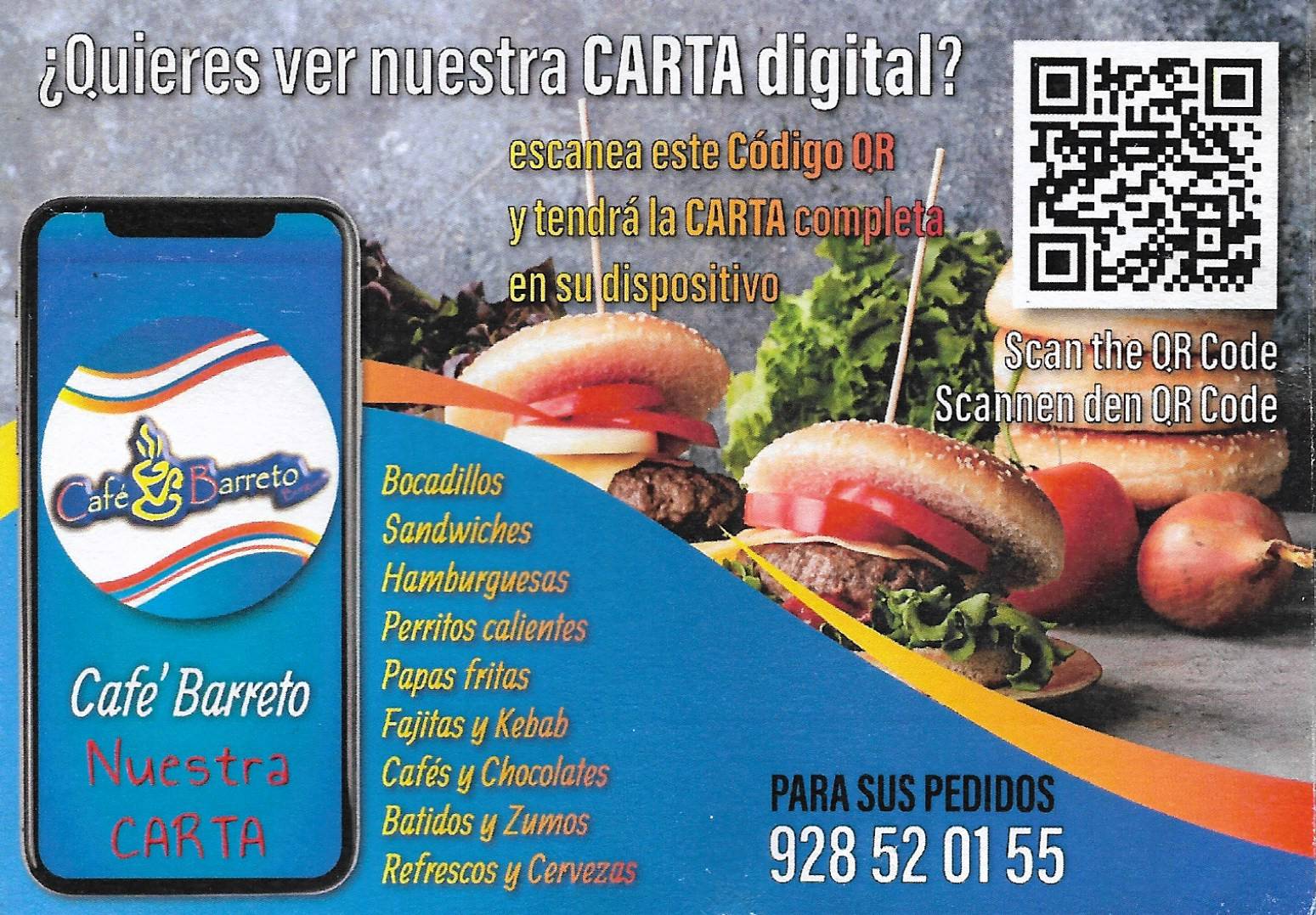 Carta de Café Barreto, San Bartolomé