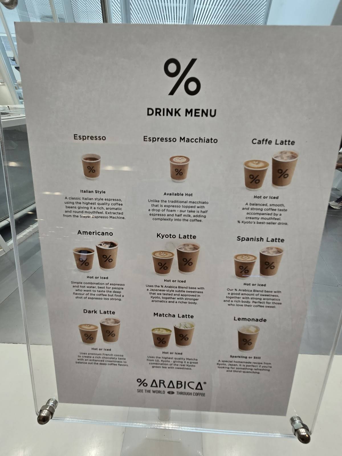 Menu at % Arabica Manila Mitsukoshi BGC cafe, Taguig