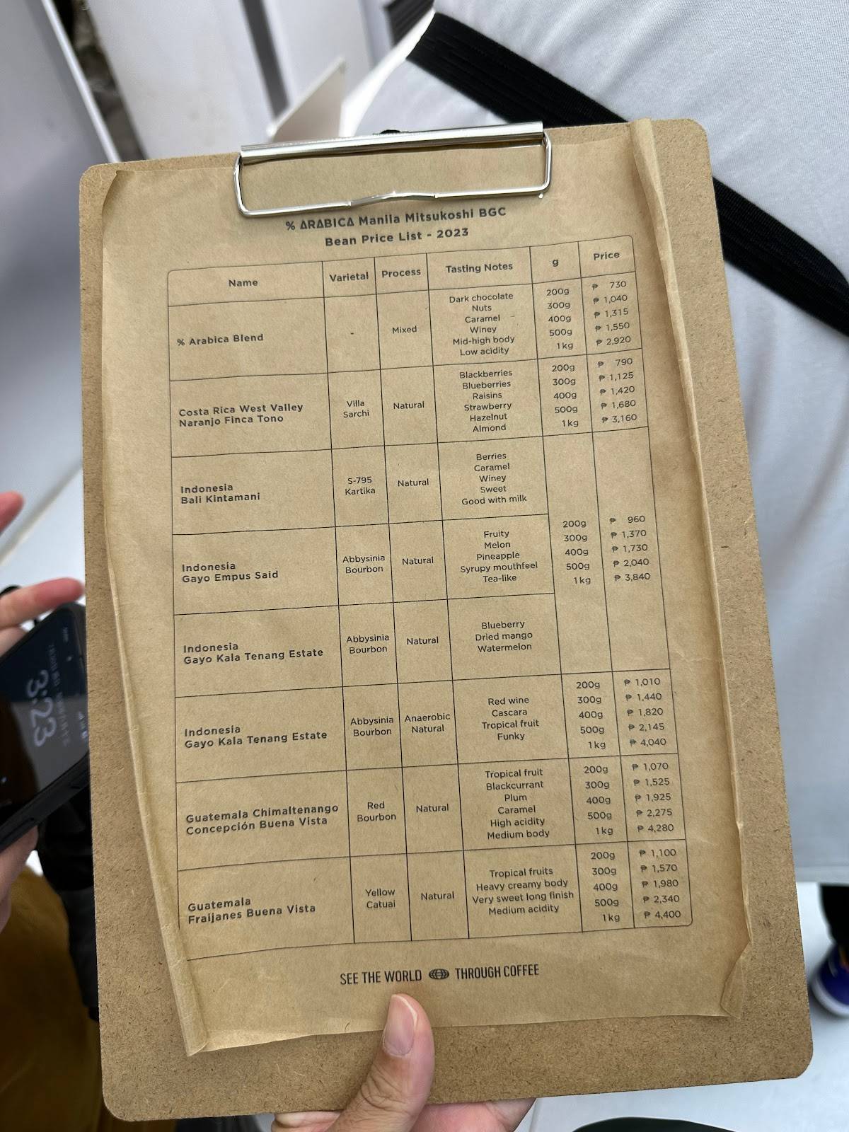 Menu at % Arabica Manila Mitsukoshi BGC cafe, Taguig