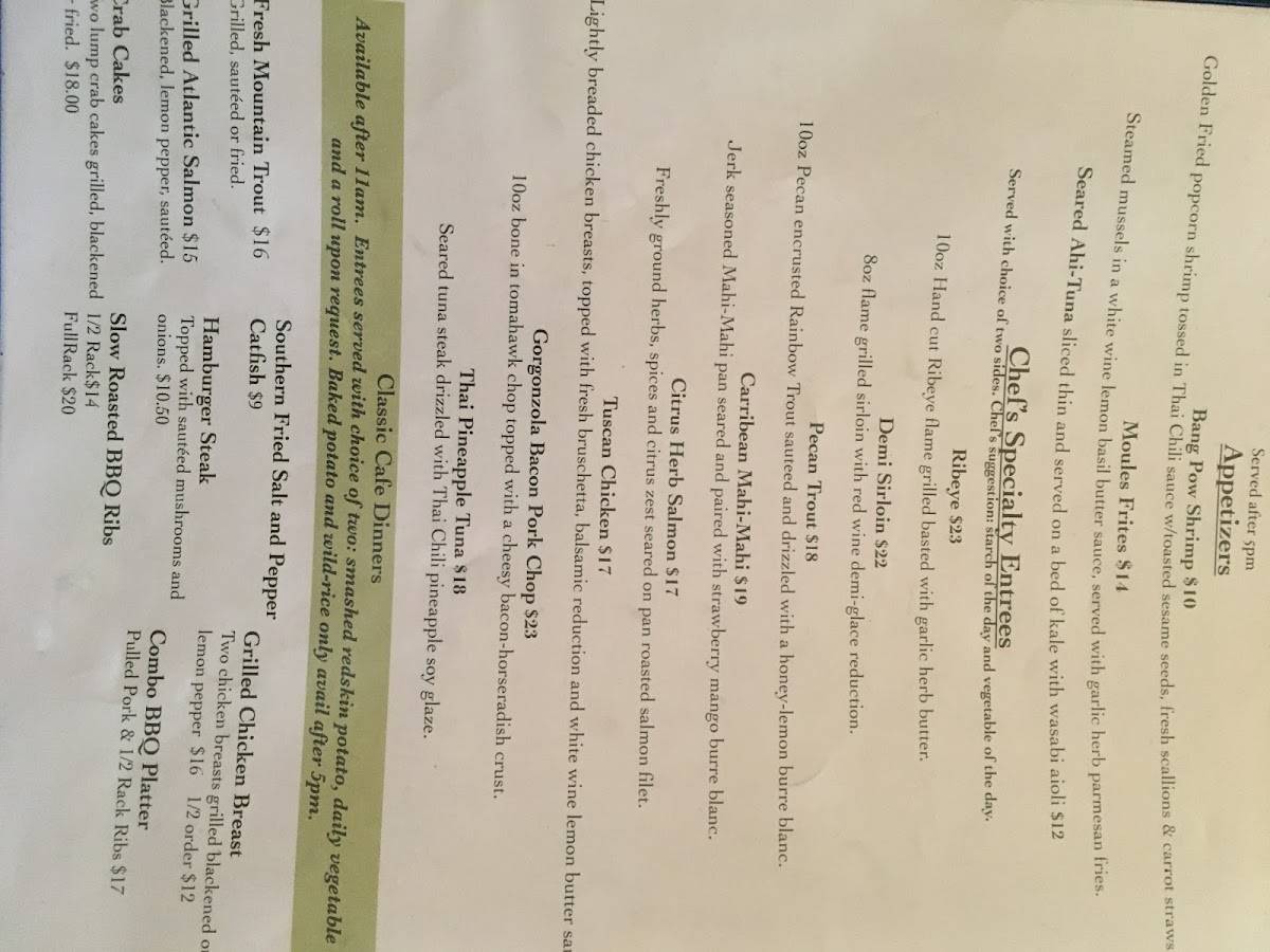 Menu at Banner Elk Cafe & Tavern, Banner Elk, 324 Shawneehaw Ave S ...
