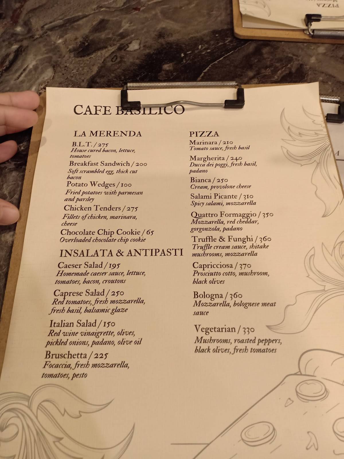 Carta de Cafe Basilico, Dávao
