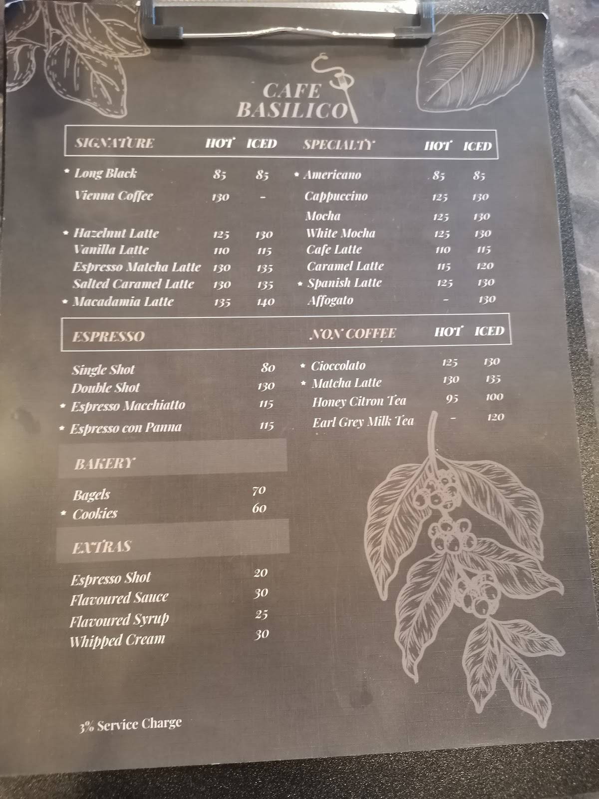 Carta de Cafe Basilico, Dávao