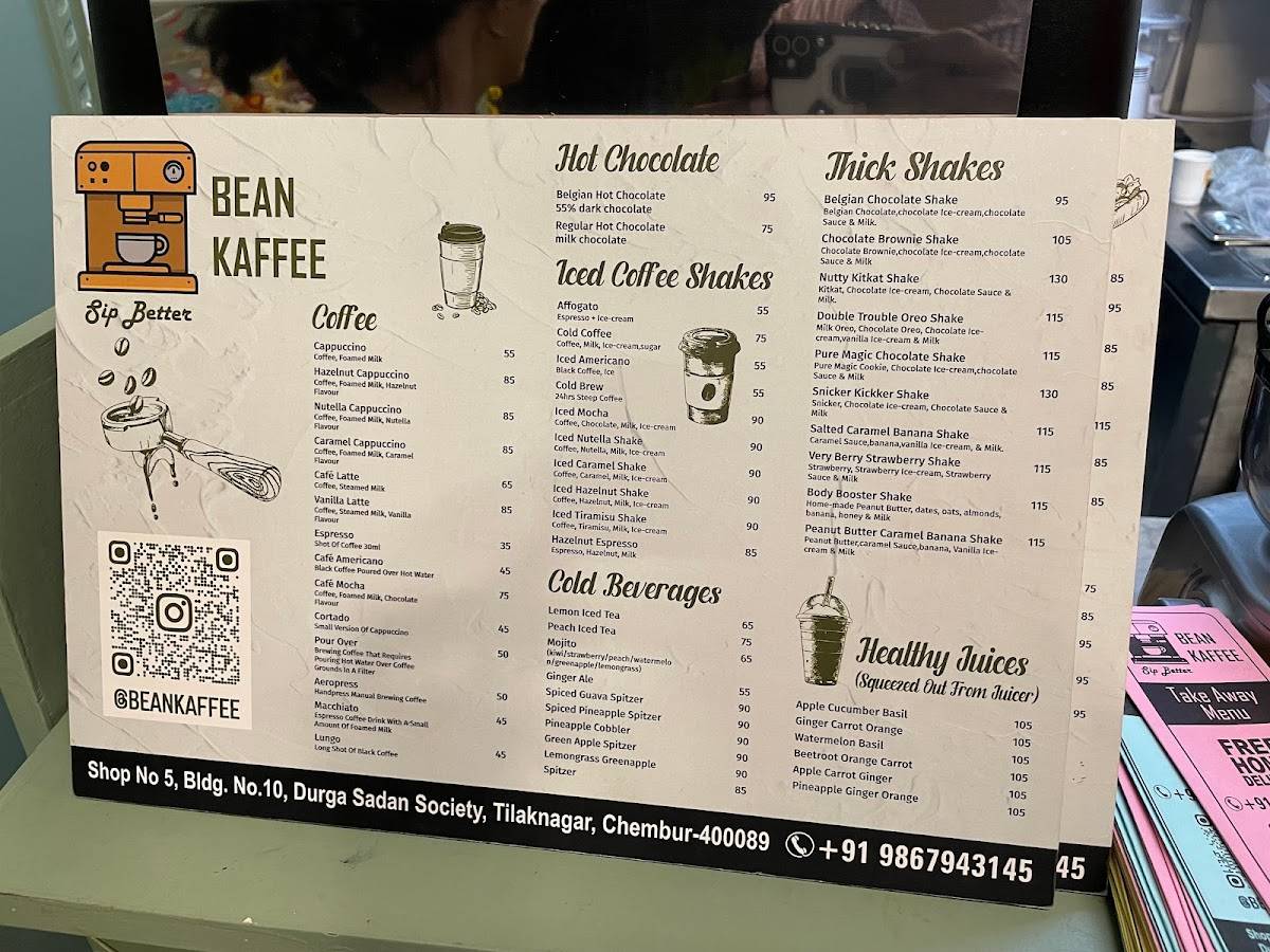 Menu at Bean Kaffee, Mumbai