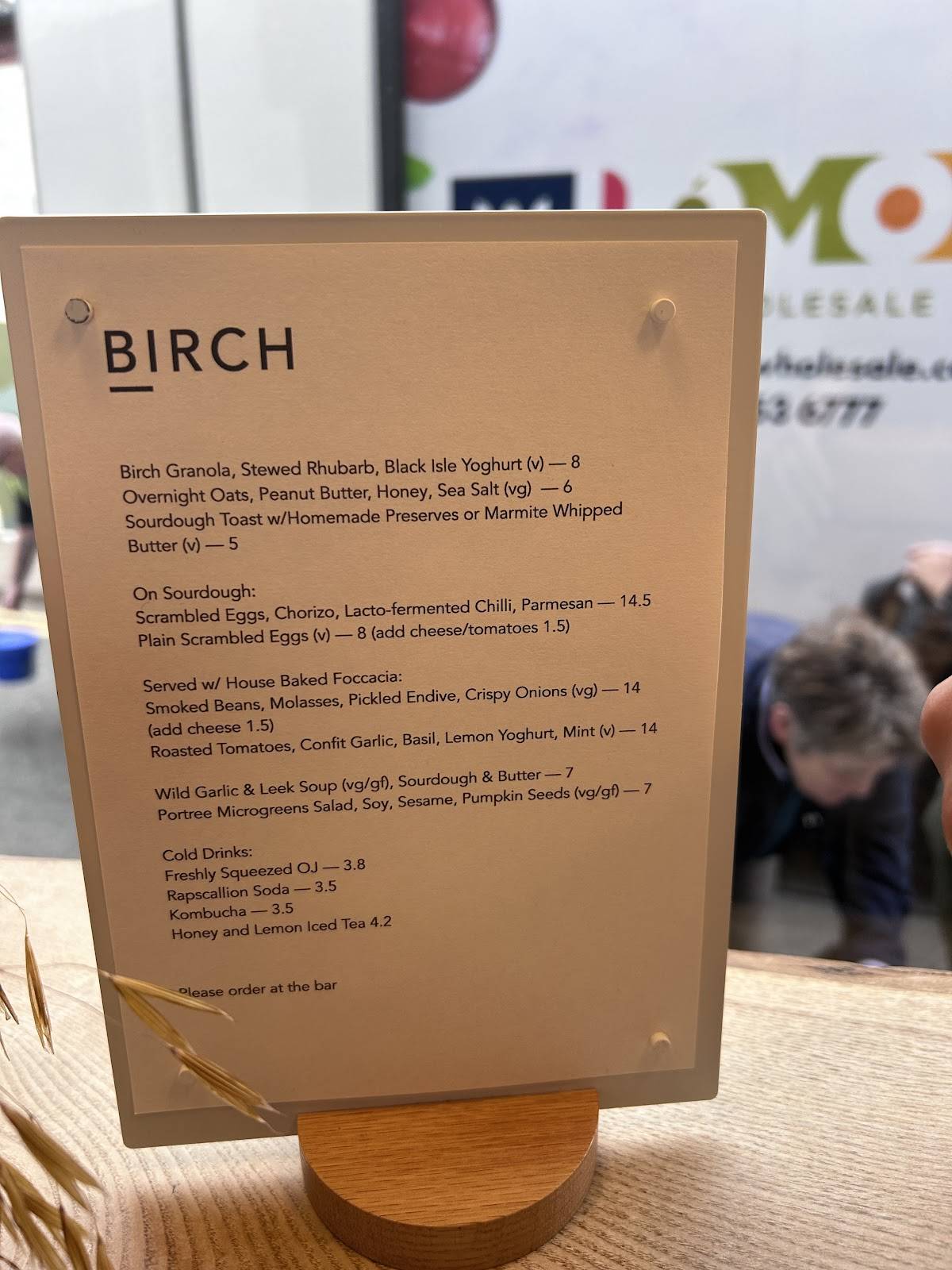 Menu at Birch Cafe, Portree