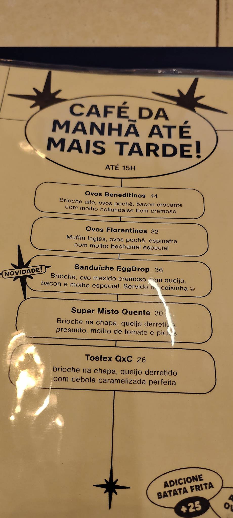 Menu at Brim cafe, São Paulo