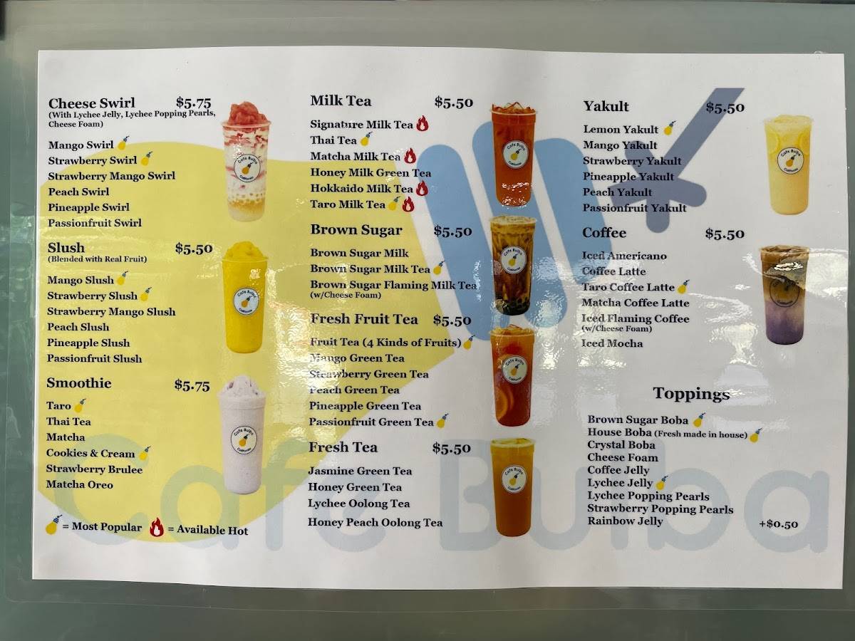 Menu at Cafe Bulba, Anaheim