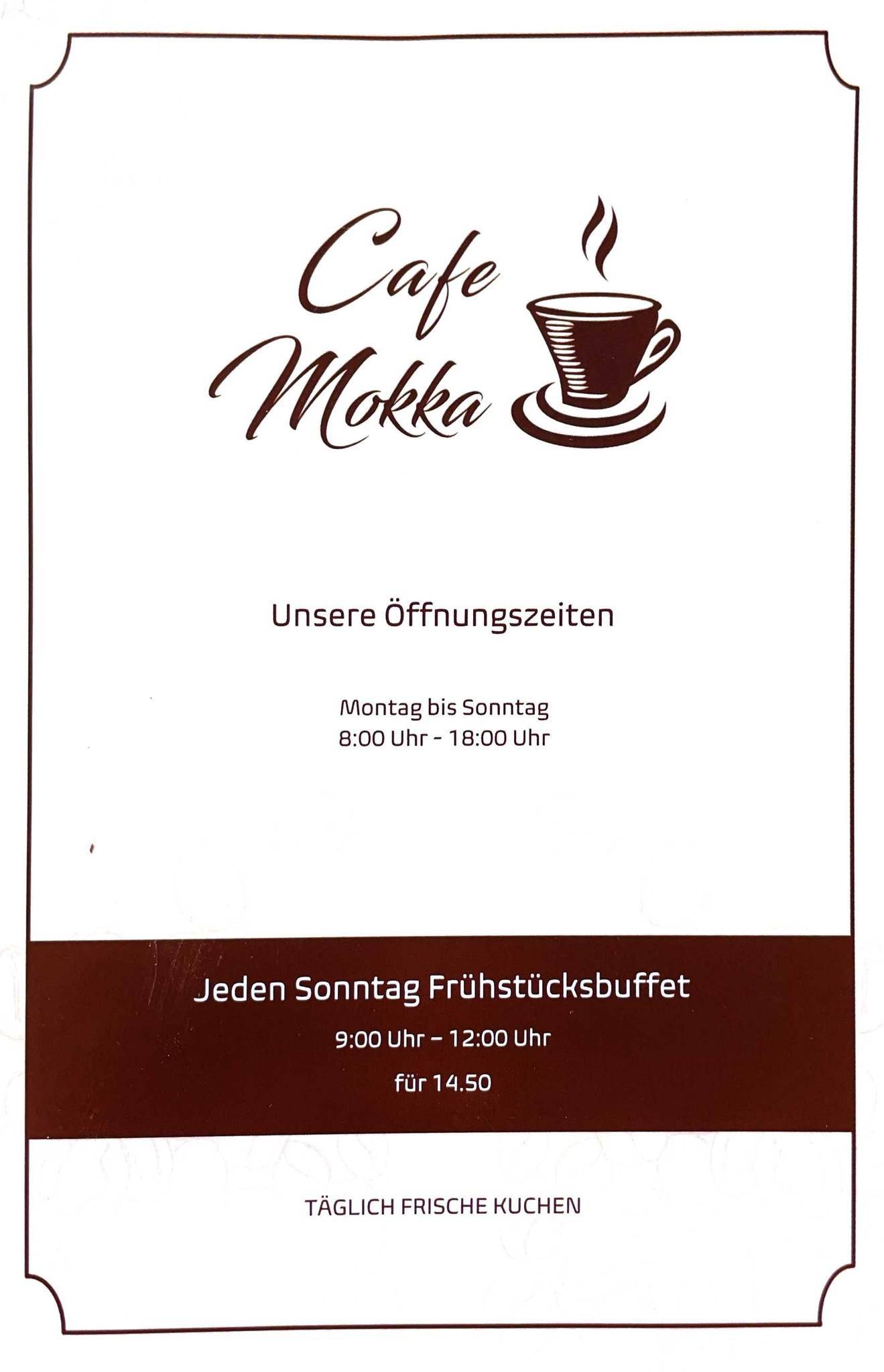 Speisekarte von Café Mokka cafe, Fürth