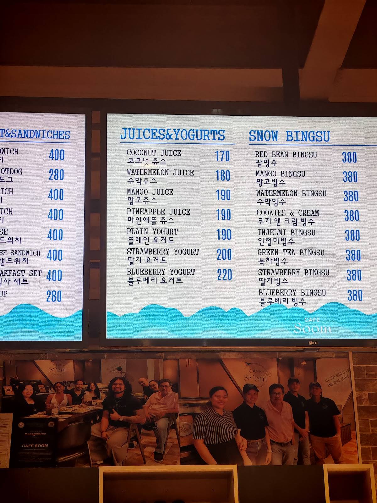 Menu at Cafe Soom, Lapu-Lapu City