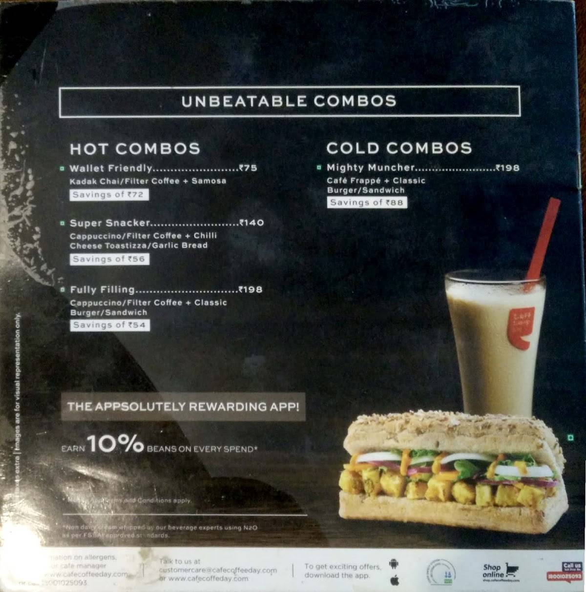 Menu at Cafe Coffee Day-Carter Road, Mumbai