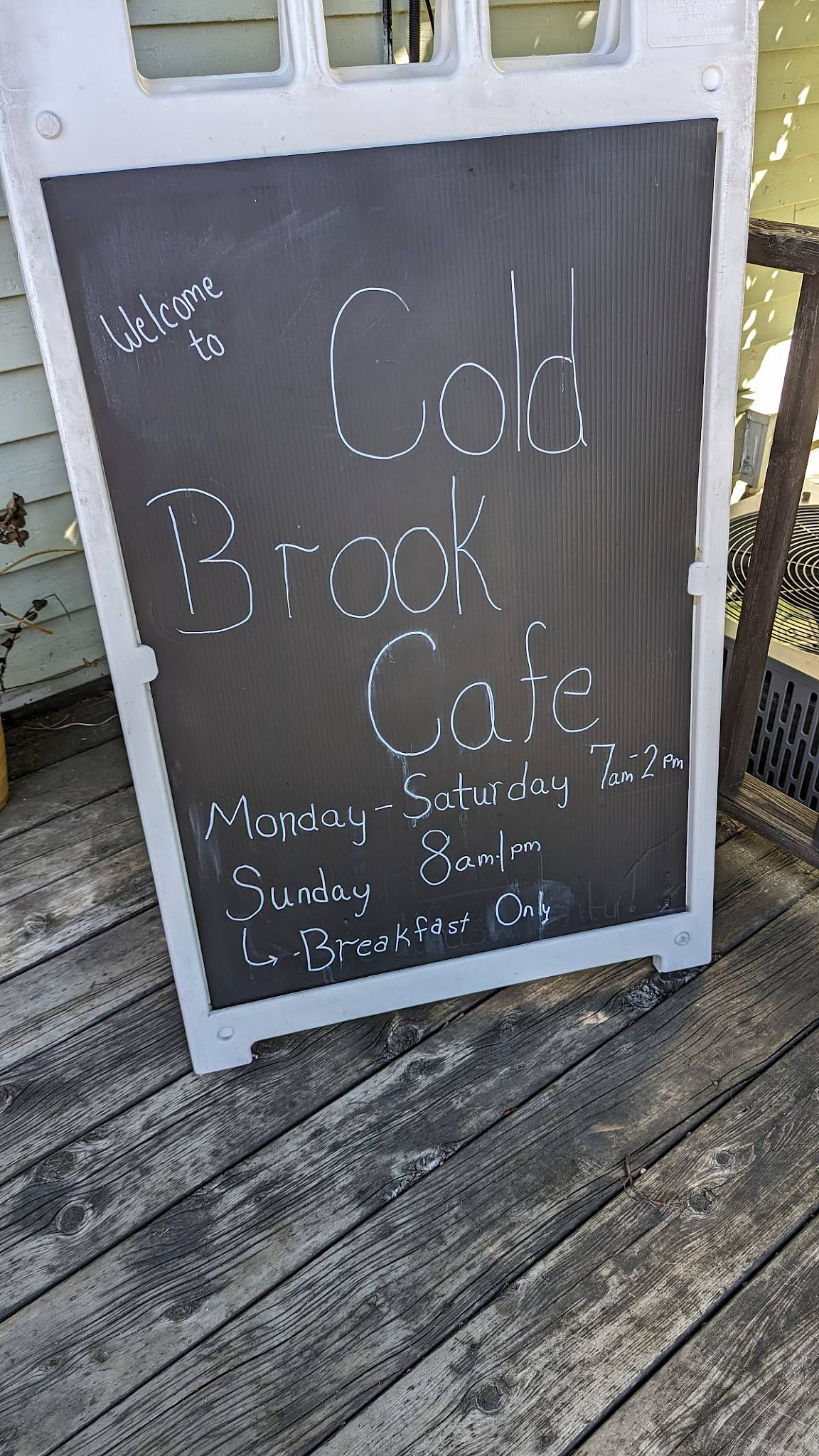 Menu at Cold Brook Cafe, Scituate