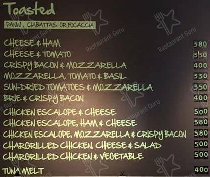 Menu at Continental Sandwich Bar, London