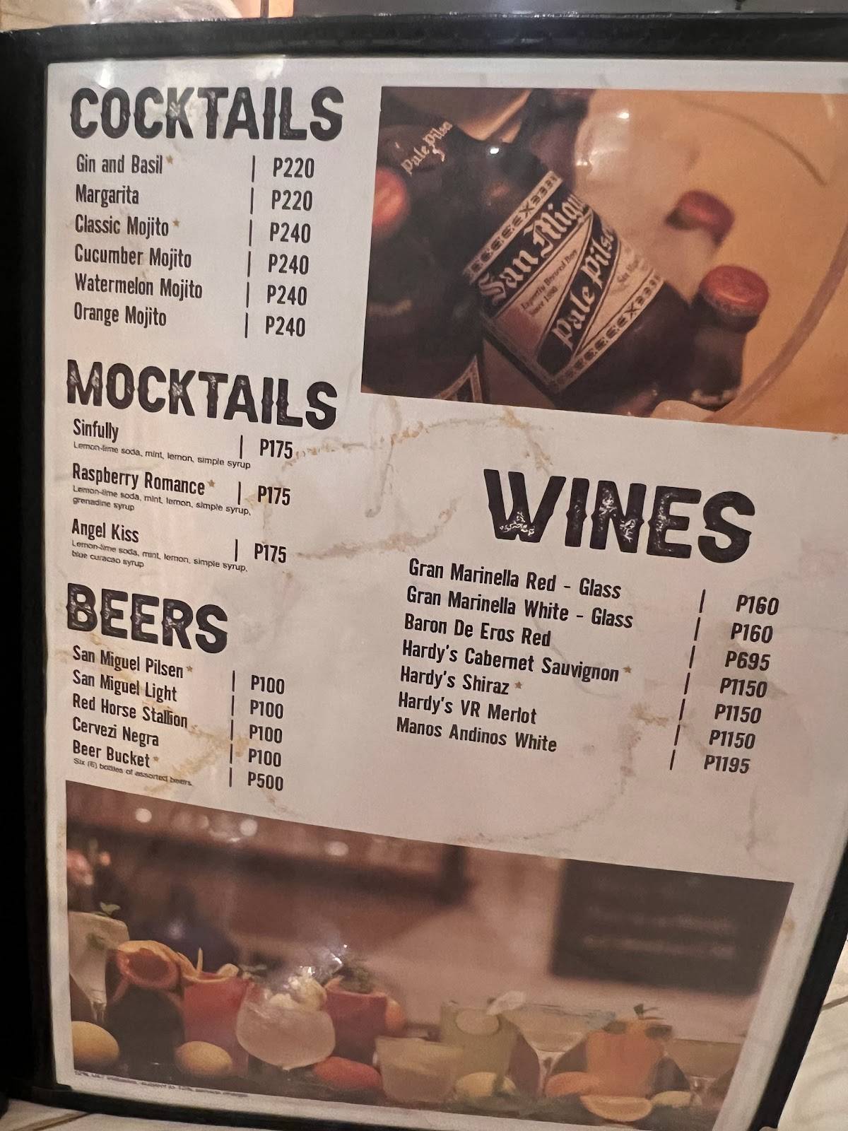 Menu at Café Del Prado cafe, Iloilo City, M.H. Del Pilar Street