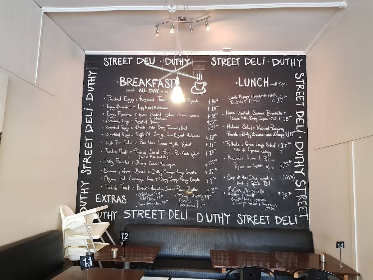 Menu at Duthy Street Deli Cafe, Unley
