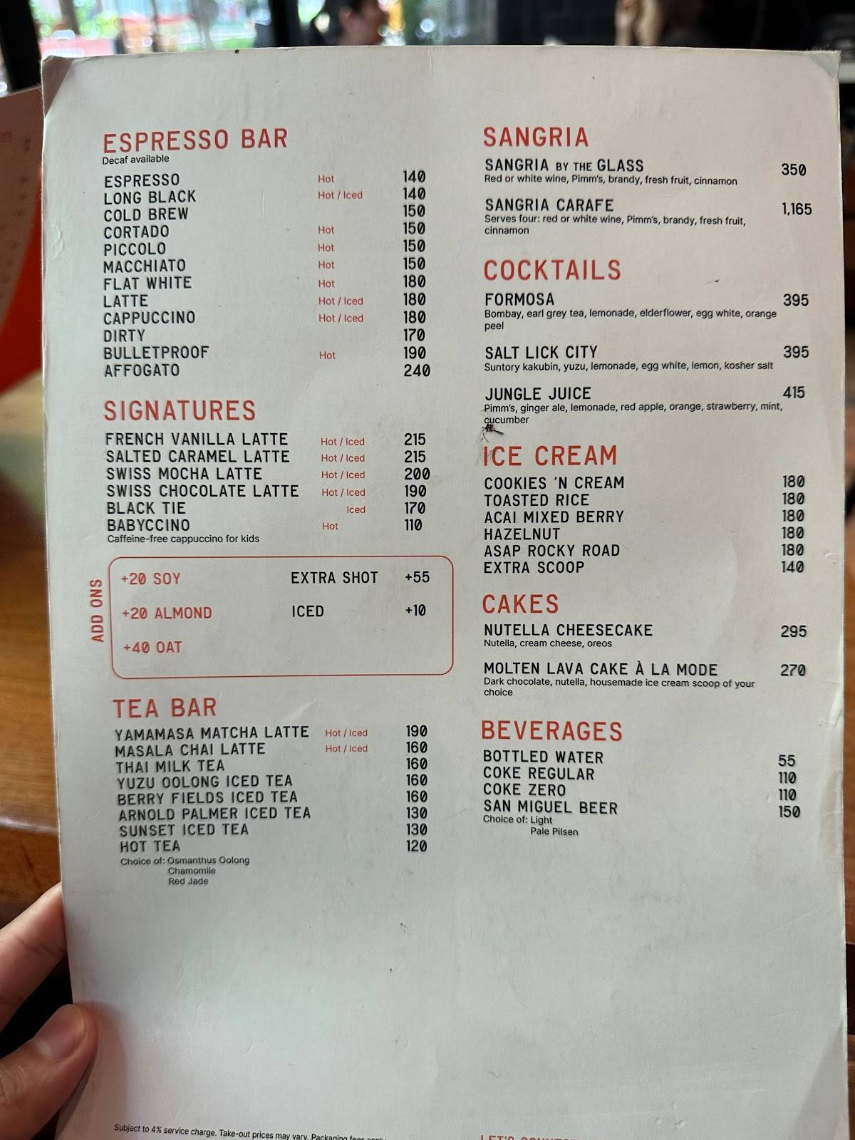 Menu at Elephant Grounds Manila - BGC cafe, Taguig