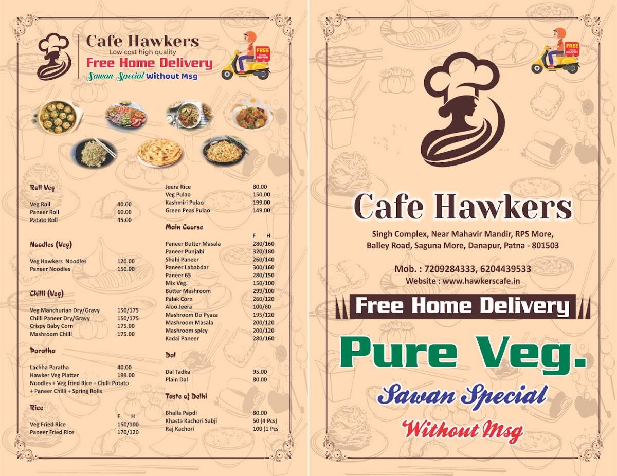 Menu at Cafe HAWKERS, Khas Mahal Digha Diara