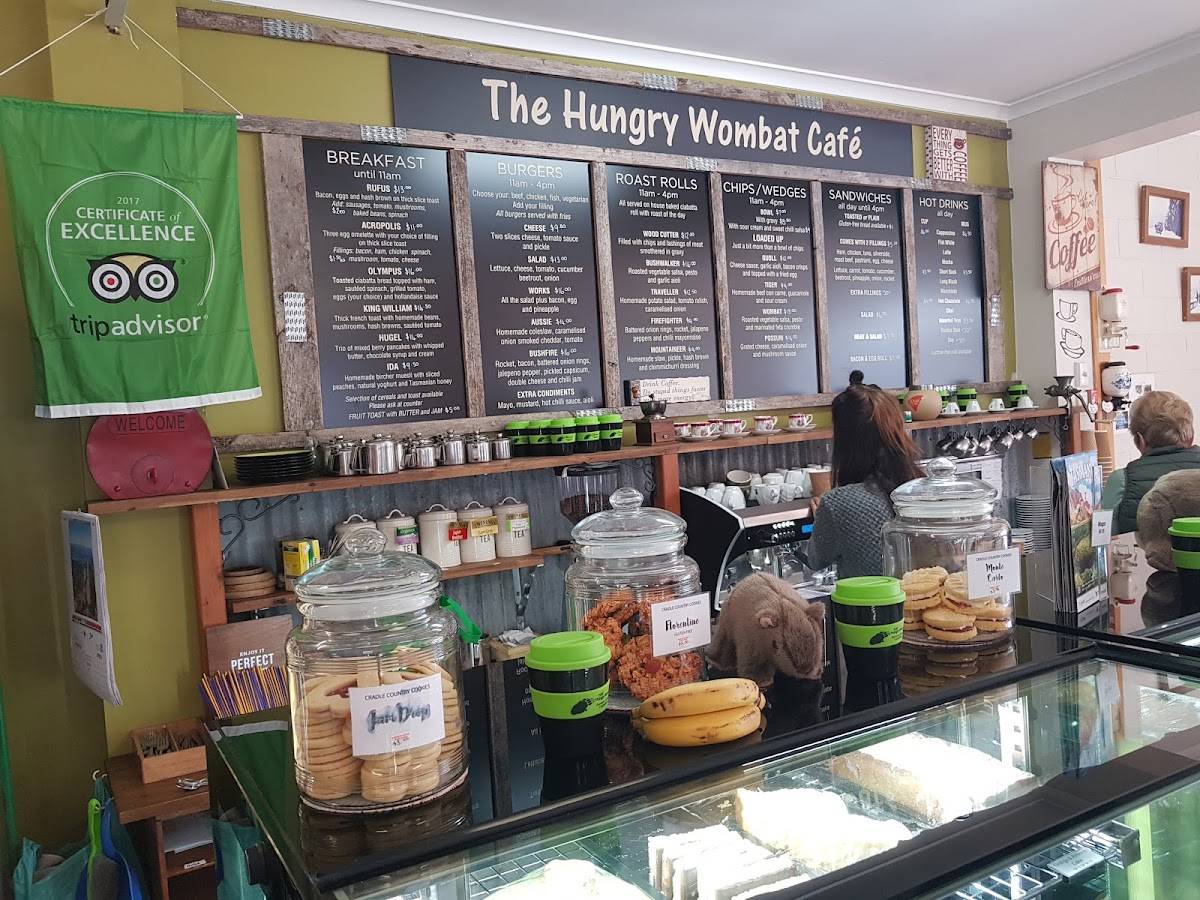 Menu at Hungry Wombat Cafe, Derwent Bridge