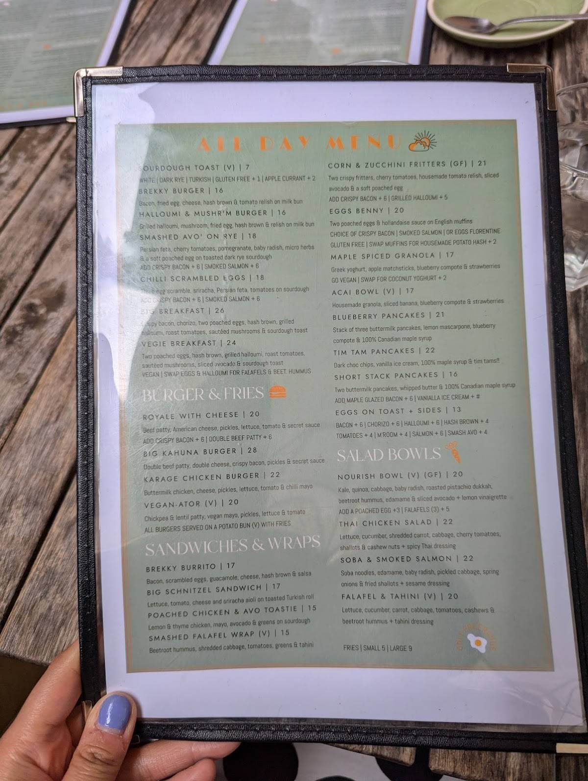 Menu at Hunter's Corner cafe, Redfern