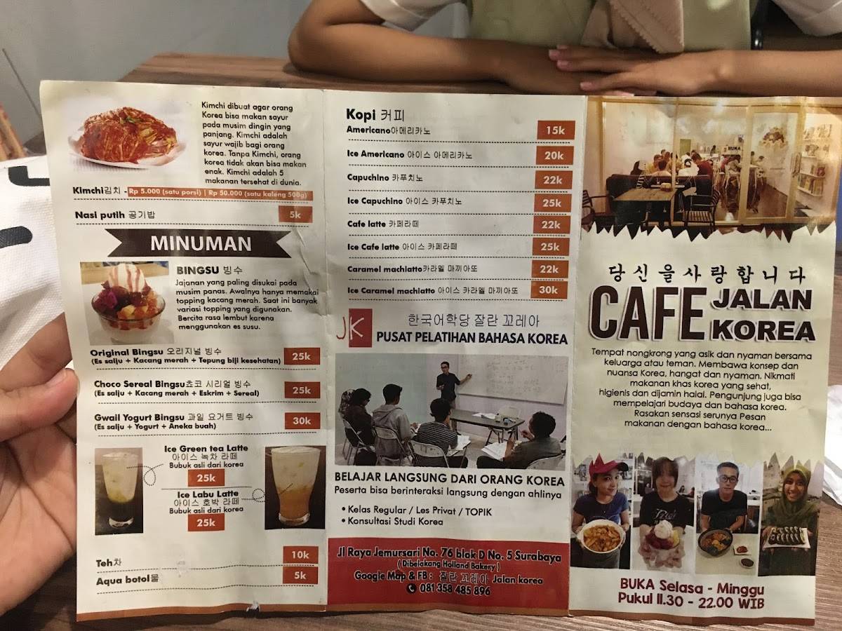Menu at Cafe Jalan Korea, Surabaya