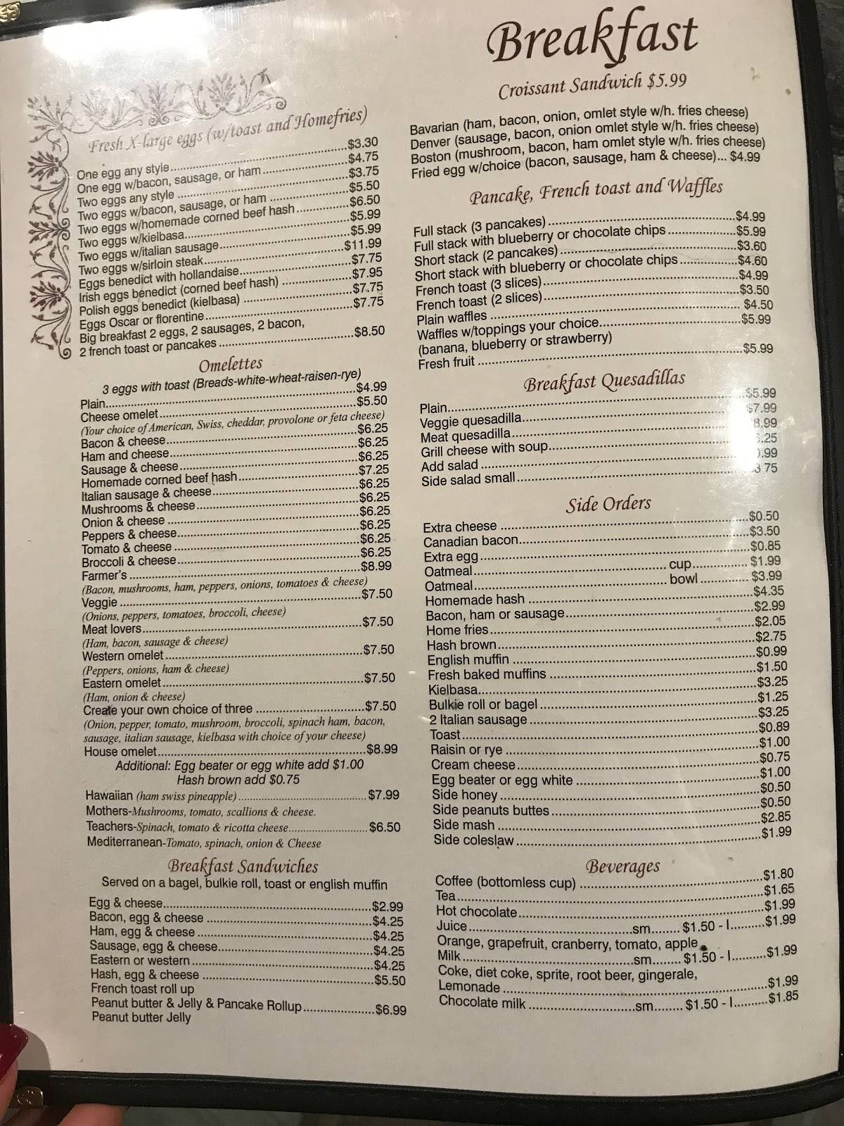Menu at Kostas Cafe Breakfast And Lunch, Spencer