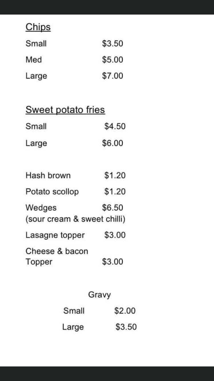 Menu at Cafe La Luna, Muswellbrook