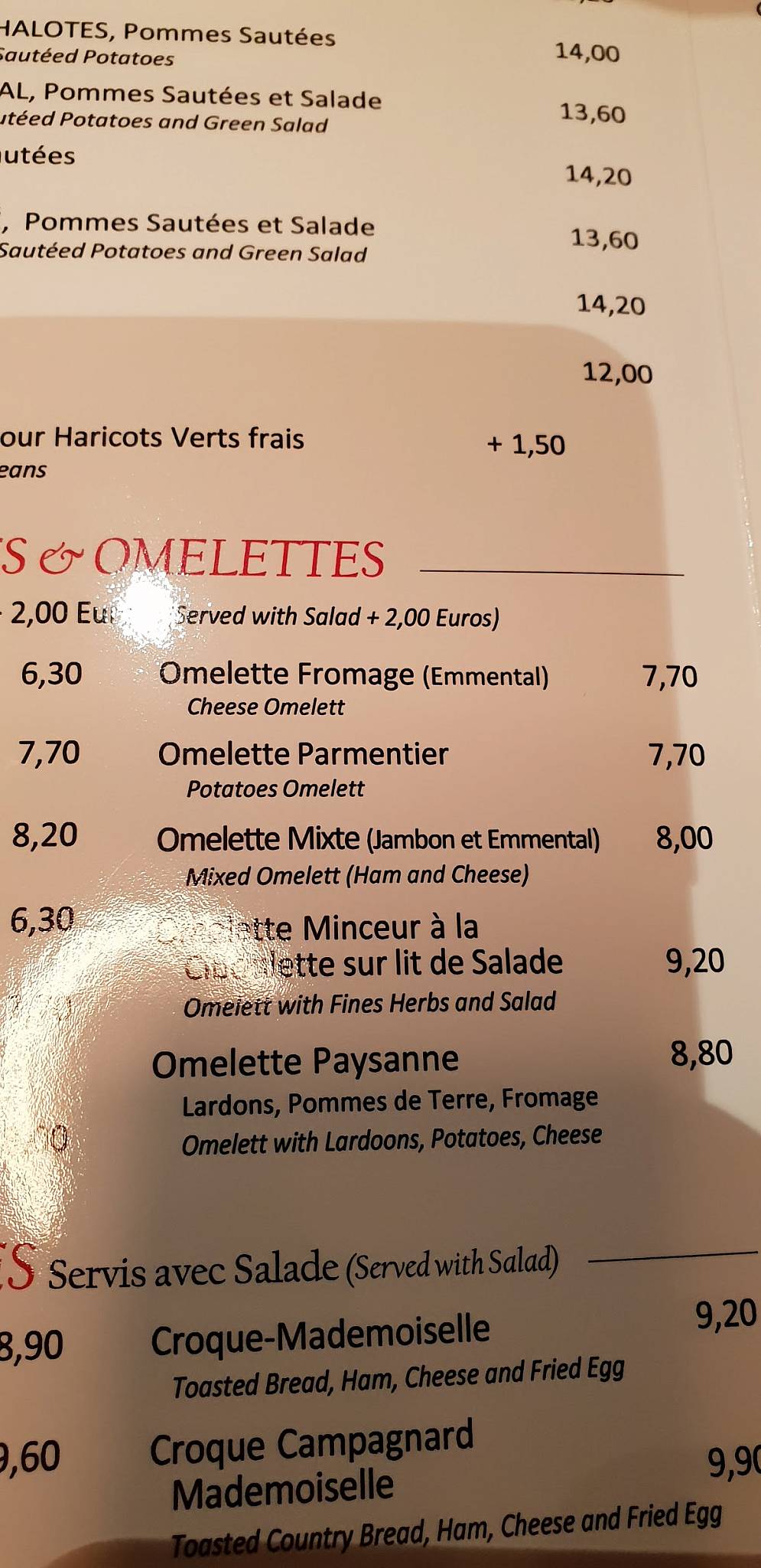 Menu at Le Danton cafe, Paris, 103 Bd Saint-Germain
