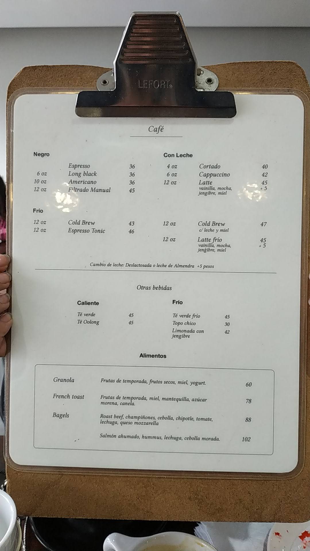 Carta de Café Limón, Monterrey