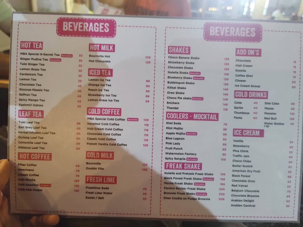 Menu at Basil Valley Cafe, Rajkot