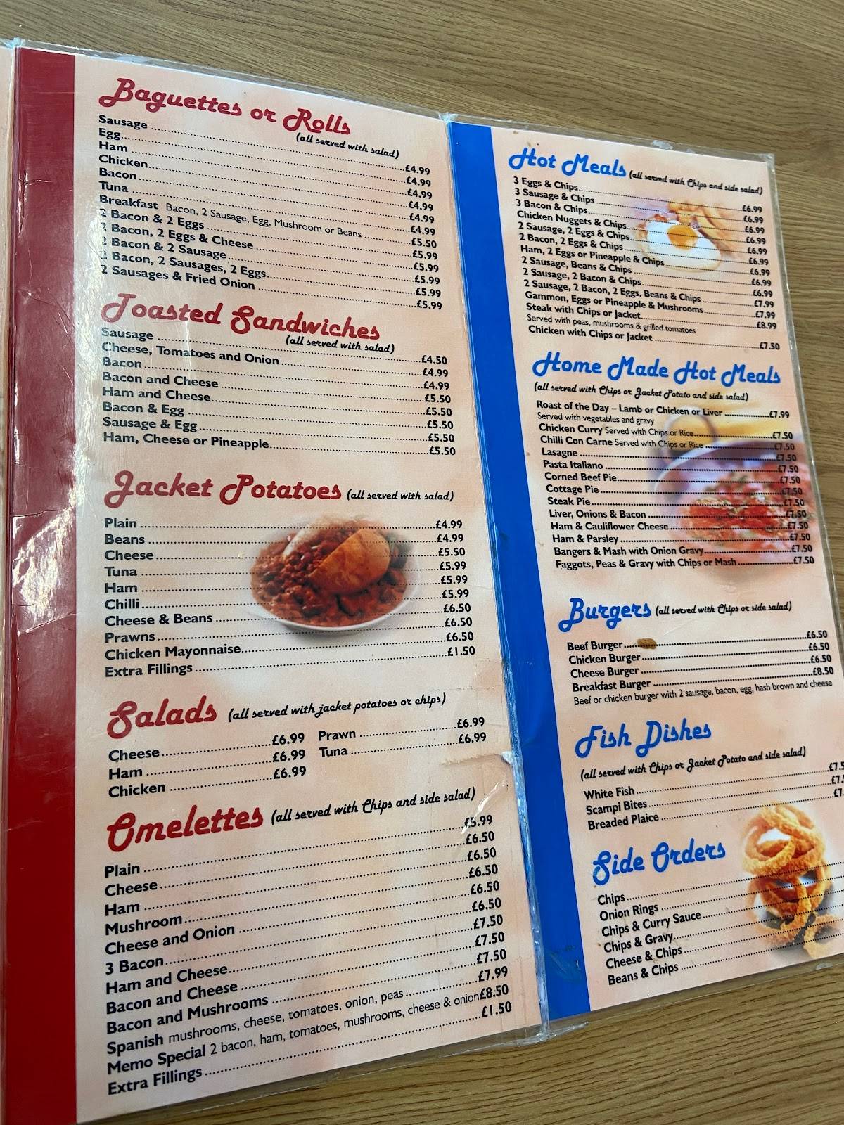 Menu at Cafe Memo, Swansea