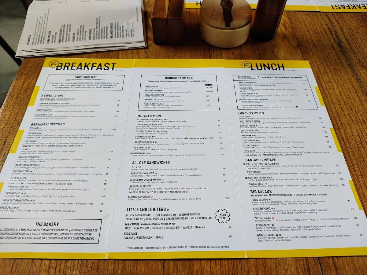 Menu at Milk & Madu Ubud cafe, Ubud