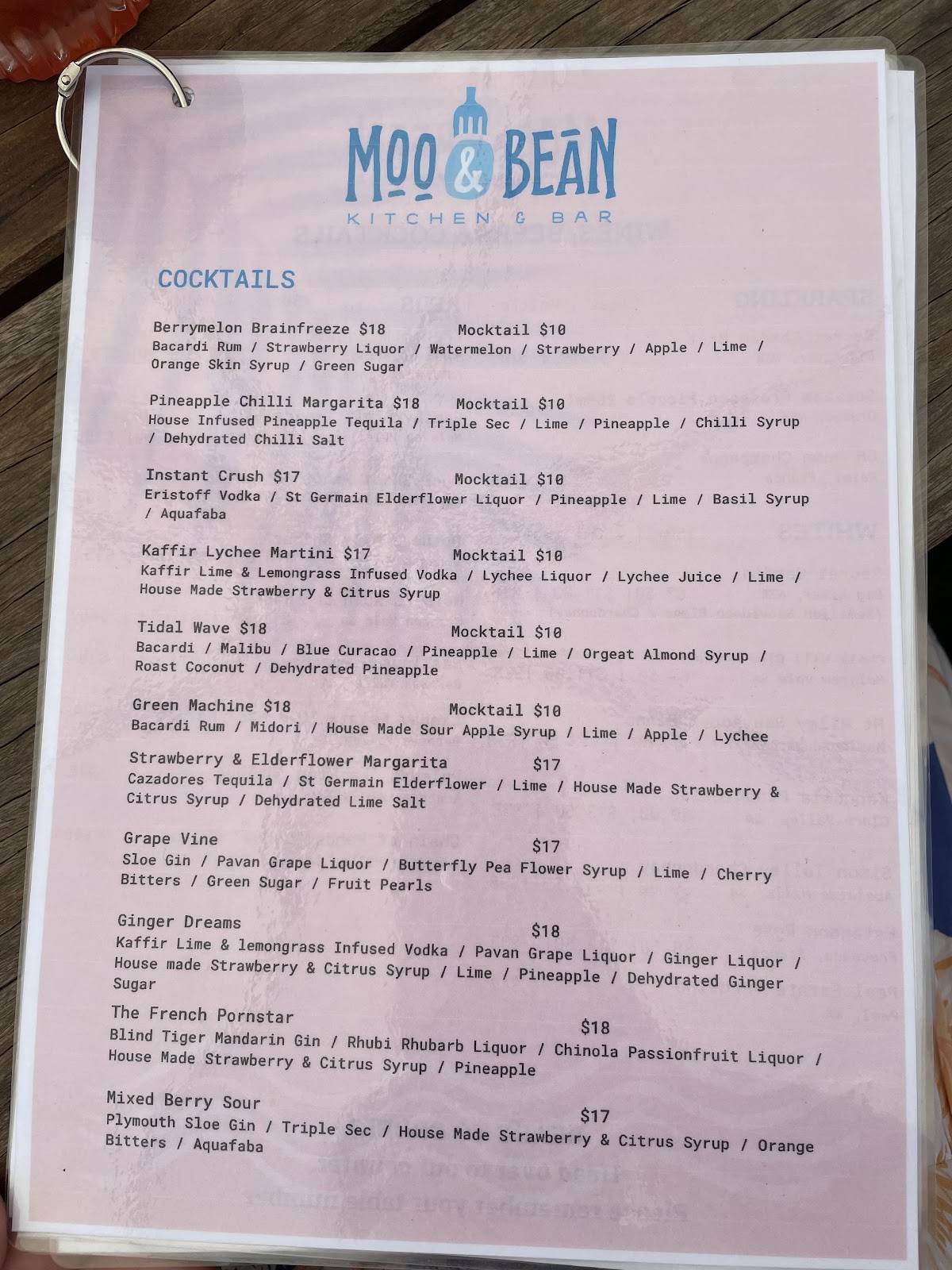 Menu at Moo and Bean Kitchen & Bar, North Haven