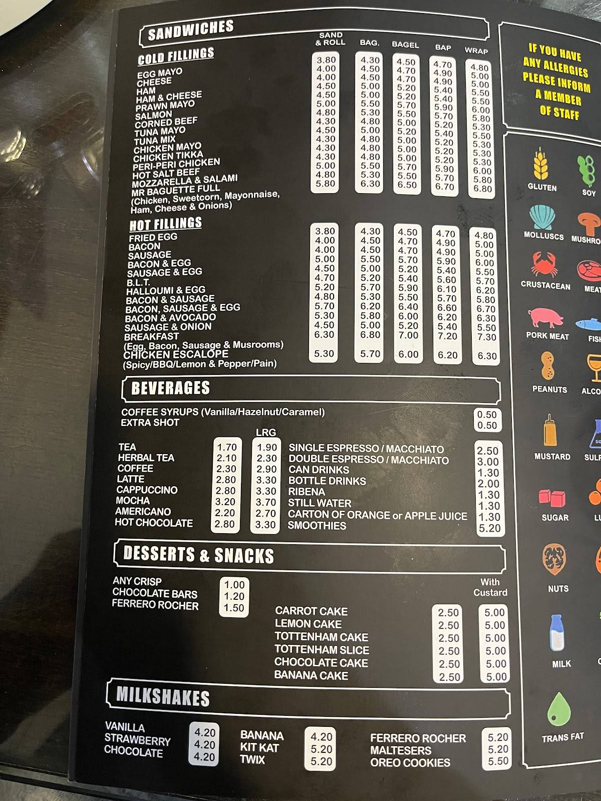 Menu at Cafe Mosaic, Loughton, 4 Golding's Hill