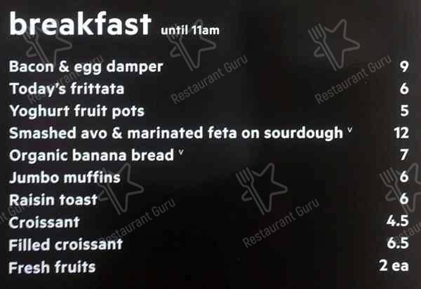 Menu at Cafe Muse, Brisbane City