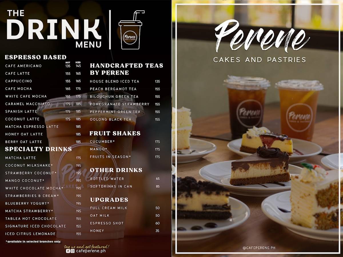 Menu at Cafe Perene, Quezon City