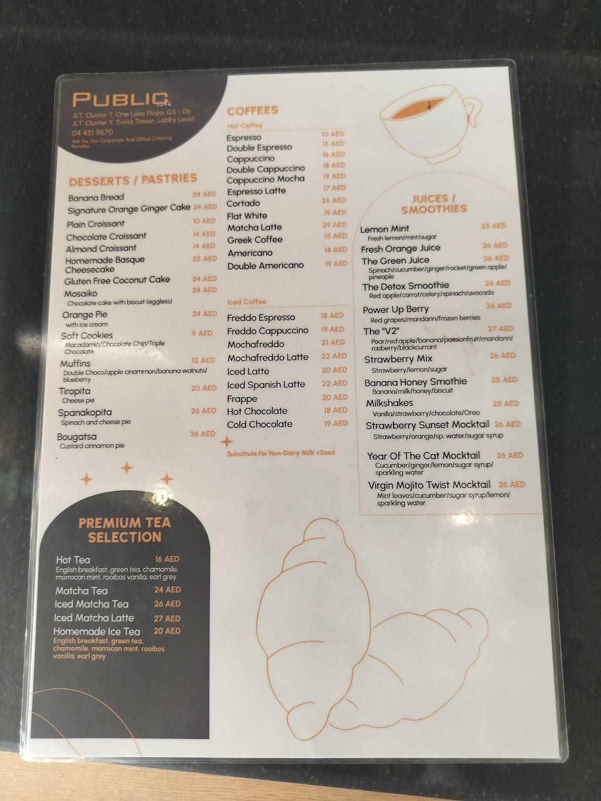 Menu at Public Cafe JLT., Dubai, Tower DUBAI