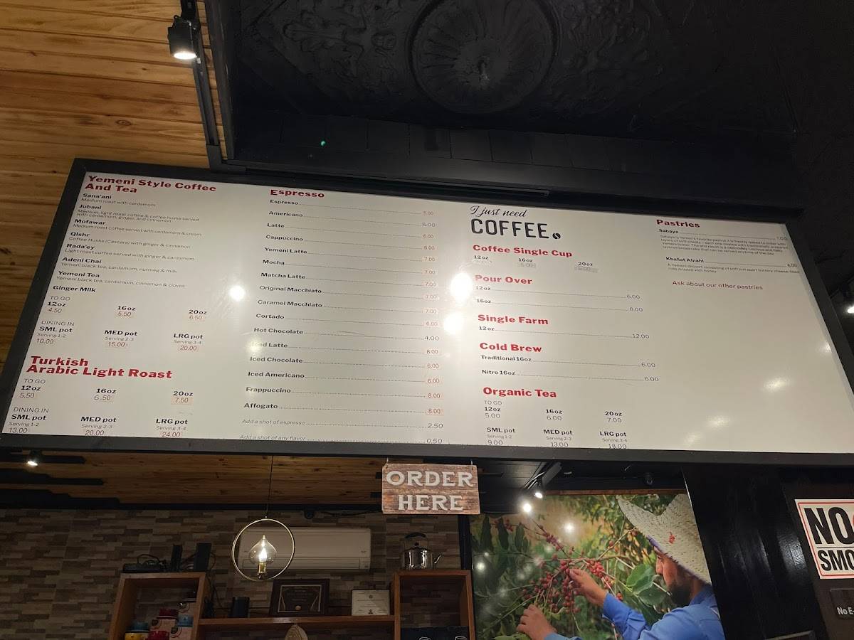 Menu at Qahwah House cafe, New York City