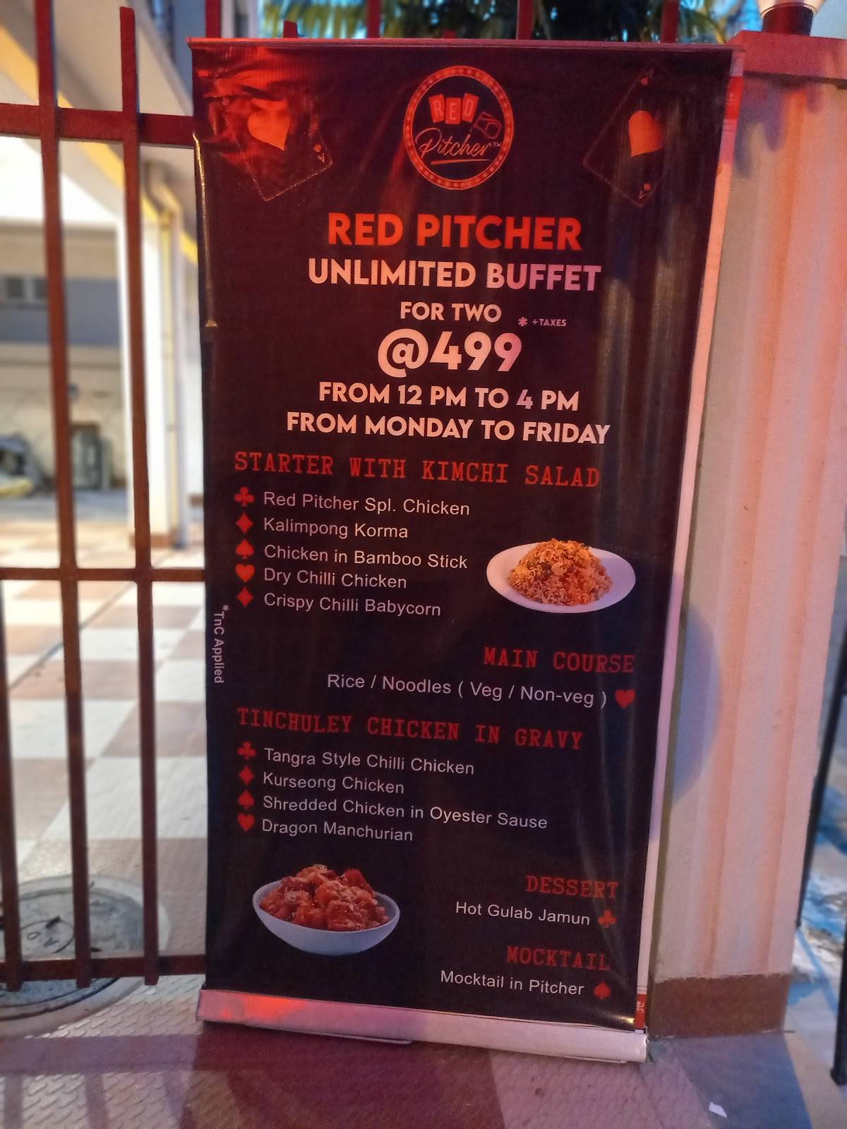 Menu at Red Pitcher, Kolkata