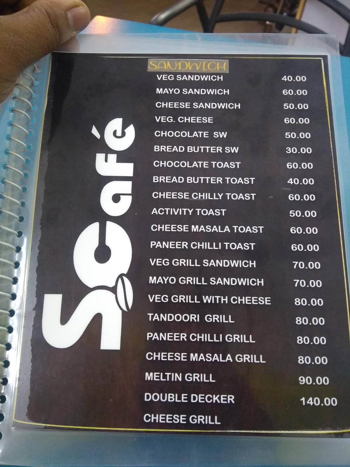 Menu at S'Cafe, Ratnagiri