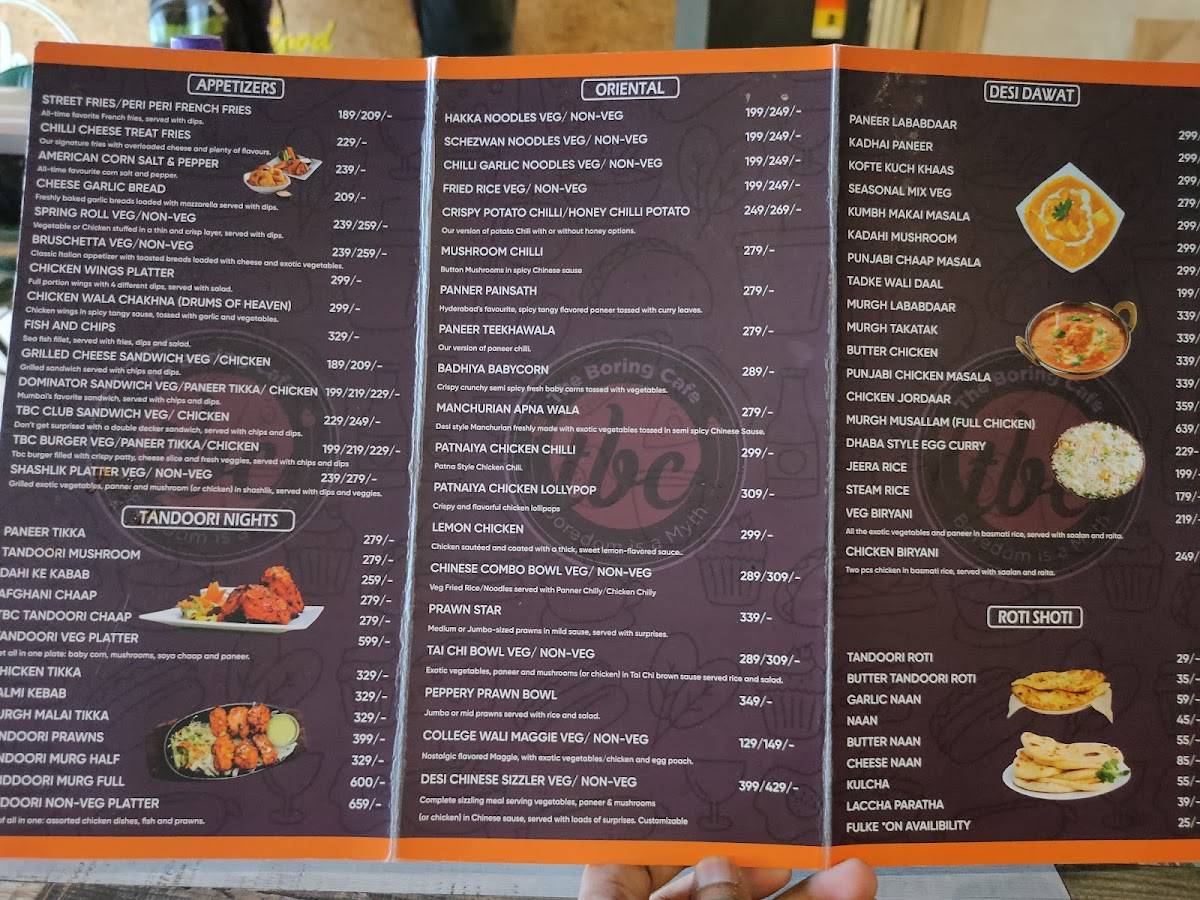 Menu at The Boring Café, Patna