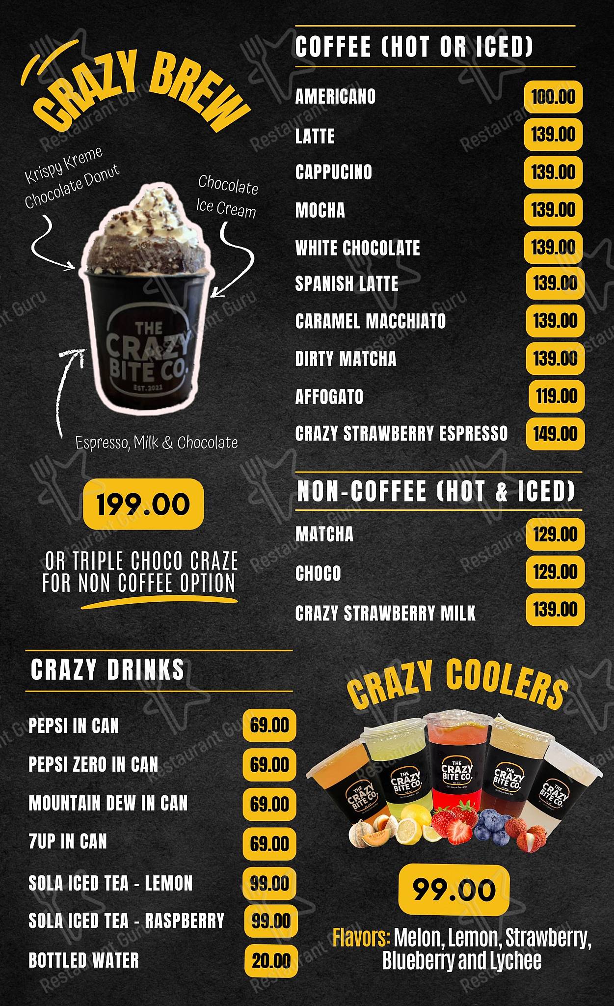 Menu at The Crazy Bite Co. Sky Cafe, Davao City