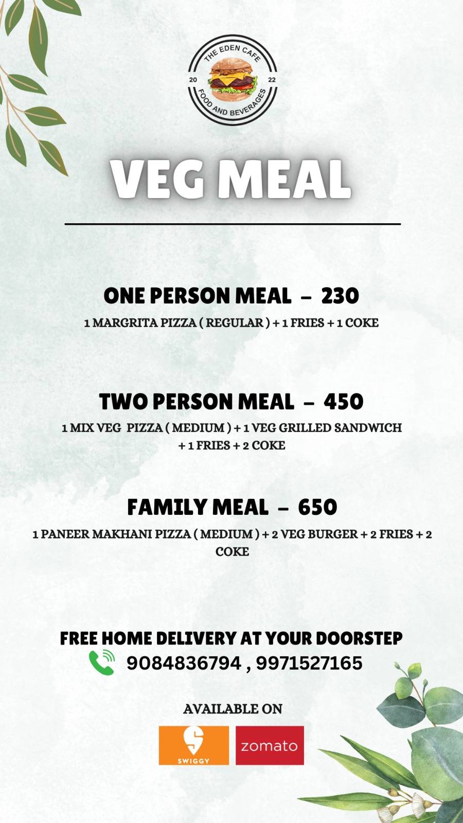 Menu at The Eden Cafe Rooftop, New Delhi