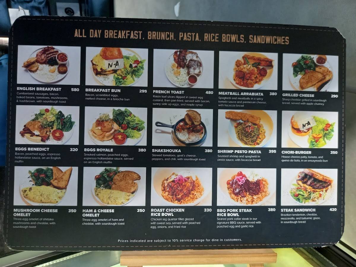 Menu at The Tattooed Baker cafe, Makati