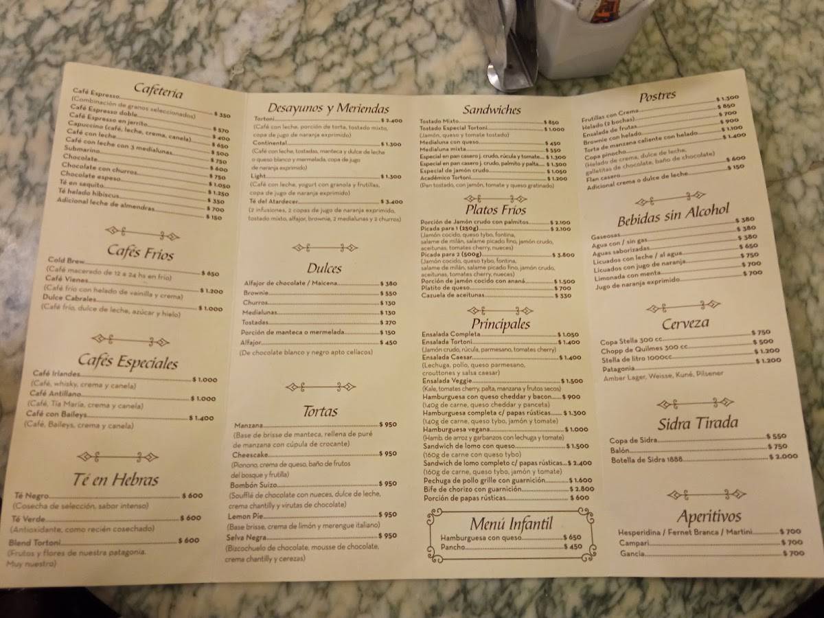 Menu at Café Tortoni, Buenos Aires, Av. de Mayo 825